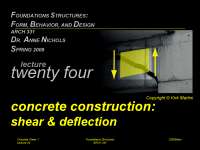 Concrete Construction: Shear and Deflection | Architecture Structures | ARCH 331 - Docsity