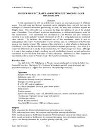 Doppler free Saturated Absorption Spectroscopy: Laser Spectroscopy ...