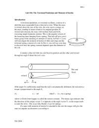 Lab M4: The Torsional Pendulum and Moment of Inertia | PHYS 1140 - Docsity