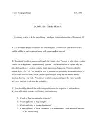 Study Sheet 1 - Analysis of Economic Data | ECON 3254 - Docsity