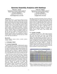 Genome Assembly Analytics with Hawkeye - Project | CMSC 838 - Docsity