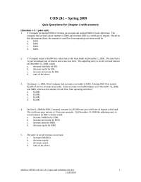Basic Financial Statements - Quiz | COB 241 | Quizzes Financial Accounting | Docsity