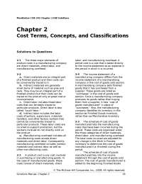 Cost Terms, Concepts and Classifications - Managerial Accounting | COB 242 - Docsity