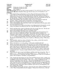 Probability with Engineering Applications - Problem Set 7 | ECE 313 - Docsity