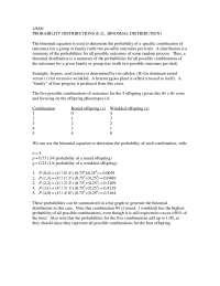Probability Distributions - Binomial Distribution - Genetics | PCB 3063 - Docsity