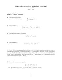 Solved Problems on Differential Equations - Homework | MATH 524 - Docsity
