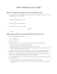 Review of Improper Integral and the Comparison Test - Worksheet | MATH ...