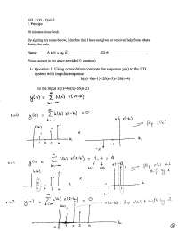 Use Convolution, Impulse Response - Quiz 3 Solved - Signals and Systems | EEL 3135 - Docsity