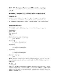 Shifting and Addition with Carry for Lab 3 | EECS 388 - Docsity