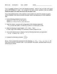Homework 1 for Discrete Structures | EECS 210 - Docsity