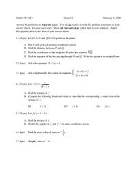 Exam 1C | Calculus I for Honors | MATH 1351 - Docsity