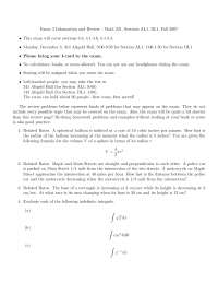 Information and Review - Calculus I | MATH 221 - Docsity