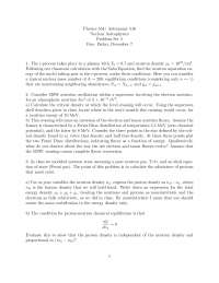 Practice Problems on Nuclear Astrophysics - Old Assignment 5 | PHYS 554 - Docsity