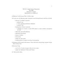 Information on Midterm 2 | Applied Linear Regression | 22S 152 - Docsity