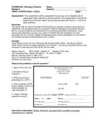 Homework 3 for Pharmacy Practice - Module | PHARM 504 - Docsity