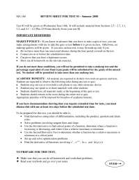 Review Sheet for Test 3 | Elementary Applied Calculus I | MA 160 - Docsity