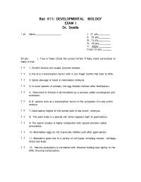 Exam 1 Practice Questions - Developmental Biology | BIOL 411 - Docsity