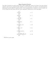 Sigma Notation Practice - Calculus Analytic Geometry II | MATH 125 - Docsity