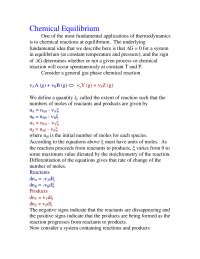 Chemical Equilibrium - Physical Chemistry II - Notes | CH 433 - Docsity