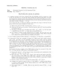 Problem Set 10 with 6 Questions - Probability with Engineering Application | ECE 313 - Docsity