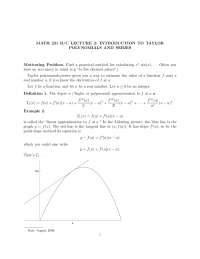 Introduction to Taylor Polynomials, Series with Examples - Calculus II ...