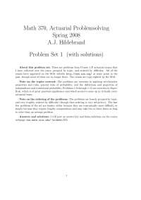 Problem Set 1 Solutions - Actuarial Problem Solving | MATH 370 - Docsity