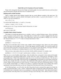 Multivariable Formulas - Calculus: Applications - Lab 10 | MATH 108 - Docsity