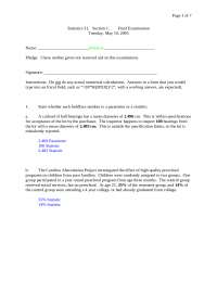 Final Exam Solutions - Introduction to Statistics | STOR 155 - Docsity