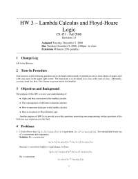 Lambda Calculus and Floyd-Hoare Logic - Homework 3 | CS 421 - Docsity