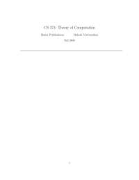 Notes on Computation of a PDA - Theory of Computation | CS 373 - Docsity