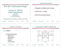Introduction to SRAM Project - VLSI Systems Design | ECE 546 - Docsity