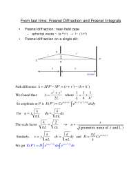 Fresnel Diffraction and Fresnel Integrals - Lecture Slides | PHYS 545 - Docsity