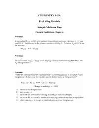 Sample Midterm 2 - General Chemistry | CHEM 142 - Docsity