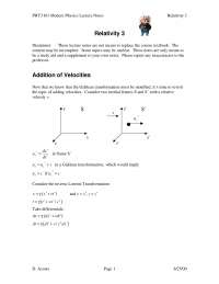 Relativity III - Lecture Notes - Modern Physics | PHY 3101 - Docsity