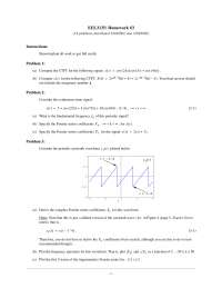 Homework #3 Problems - Introduction to Signals and Systems | EEL 3135 - Docsity