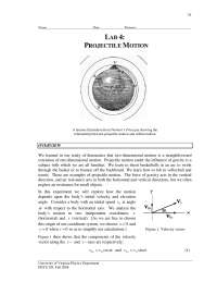 Projectile Motion - Basic Physics Laboratory I | PHYS 2030 - Docsity