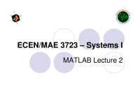 What is Simulink in Matlab - Systems I | MAE 3723 - Docsity