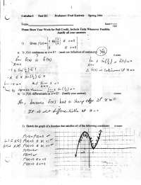 Calculus I - Final Exam 3 with Answers | MA 181 - Docsity