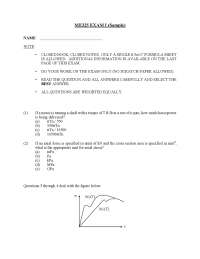 Sample Exam MCQs - Machine Design | MECH 325 - Docsity