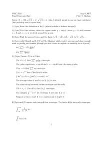 Final Exam with Answer Key - Calculus II - 2007 | MAC 2312 - Docsity