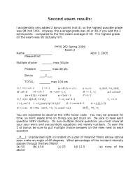 University Physics III Lab - Exam 2 Results | PHYS 263 - Docsity