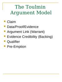 The Toulmin Argument Model - Project 7 | COM 110.00 - Docsity