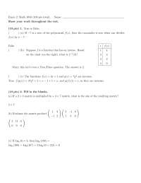 Exam 2 with Unsolved Problems - QL College Algebra | MATH 1050 - Docsity