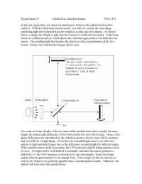 Laboratory Experiment 6 on Michelson Interferometer | PHY 431 - Docsity