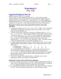 Free Fall - Physics Lab for Scientists I - Experiment 4 | PHY 191 - Docsity