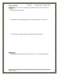 Introduction to Linear Algebra - Midterm Exam II | MA 244 - Docsity