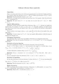 Calculus I - Midterm 2 Review Sheet | MATH 251 - Docsity