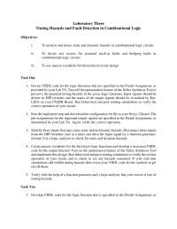 Lab 3 Timing Hazards and Fault Detection in Combinational Logic | ECE 3550 - Docsity