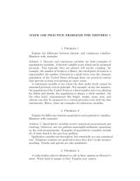 Midterm 1 Problems - QL Introduction to Statistics | MATH 1040 - Docsity