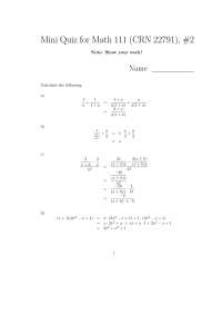 Quiz 2 with Solutions for College Algebra | MATH 111 - Docsity